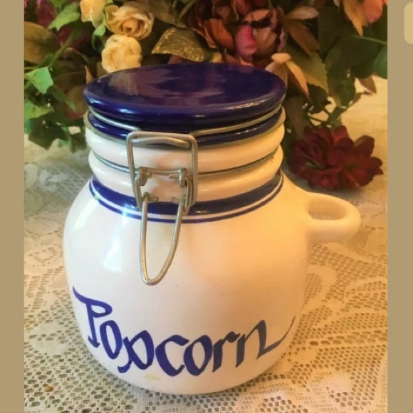 Kitchen | Ceramic Popcorn Canister With Attached Hinged Lid | Poshmark